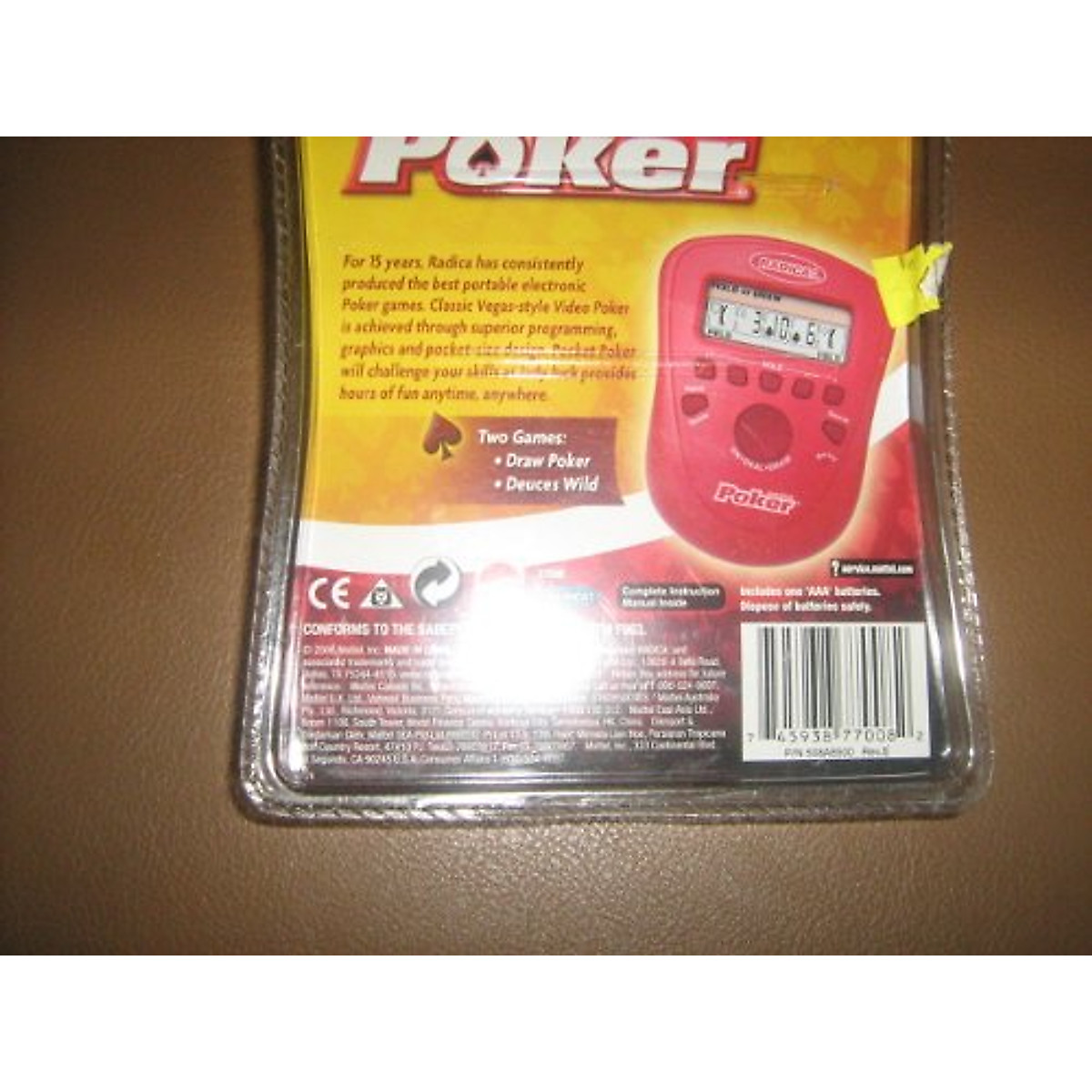 2006 Mattel, Inc. Radica Pocket Poker Draw Poker & Deuces Wild LCD Handheld #17008