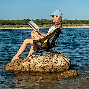 MOON LENCE Small Camping Chairs, Compact Backpacking Chair Portable Lightweight Lawn Chair Folding Chair for Hiking with Side Pockets