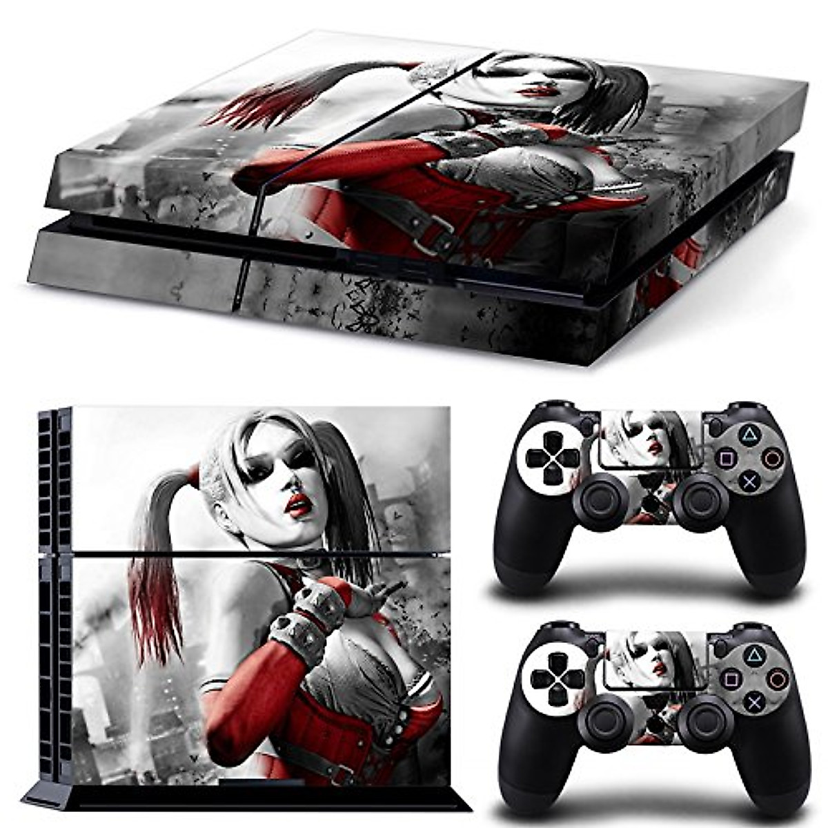 CAN Ps4 Console Designer Protective Vinyl Skin Decal Cover for Sony Playstation 4 & Remote Dualshock 4 Wireless Controller Stickers - Harley Quinn