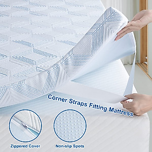 BedStory Queen Mattress Topper, 3 inch Memory Foam Mattress Topper, Firm Bed Topper Cooling Gel-Infused with Anti-Slip Removable&Breathable Cover for Back Pain, Pressure Relieve, CertiPUR-US(60" x80")