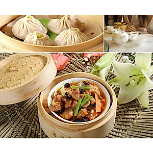 JapanBargain 2221, Bamboo Steamer Basket 6 inch Chinese Food Rice Vegetable Dim Sum Buns Chicken Meat Seafood Dumpling Steamer, 6-inch