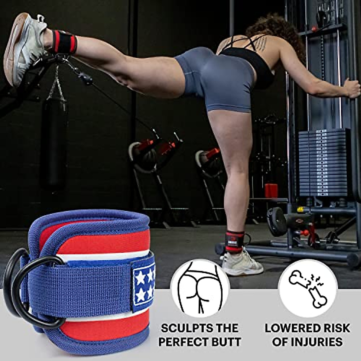 DMoose Ankle Strap for Cable Machine Attachments, Gym Ankle Cuff for Kickbacks, Glute Workouts, Leg Extensions, Curls, Booty Hip Abductors Exercise for Men and Women