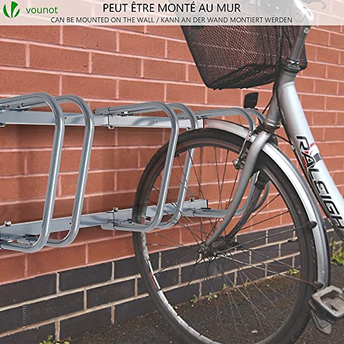 VOUNOT Bike Stand Floor 4 Rack Bike Garage Bicycle Storage Parking Rack Cycle Organizer Locking Stand for Indoor Outdoor