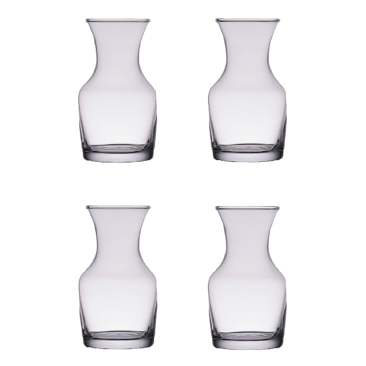 Single Serving Glass Wine Carafe 6.5 oz - Mini Decanters - Small Individual Carafes, set of 4 - w/coasters