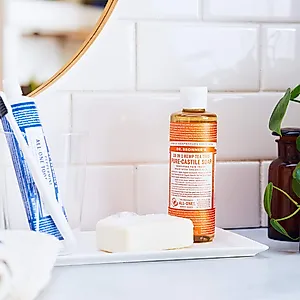 Dr. Bronner's - Pure-Castile Liquid Soap (Tea Tree, 8 ounce) - Made with Organic Oils, 18-in-1 Uses: Acne-Prone Skin, Dandruff, Laundry, Pets and Dishes, Concentrated, Vegan, Non-GMO