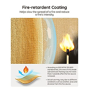 Quictent 12x12x12ft Fire-Retardant Sun Shade Sail Triangle 185G HDPE Canopy with Hardware Kit 98% UV Block for Outdoor Patio Garden (Sand)