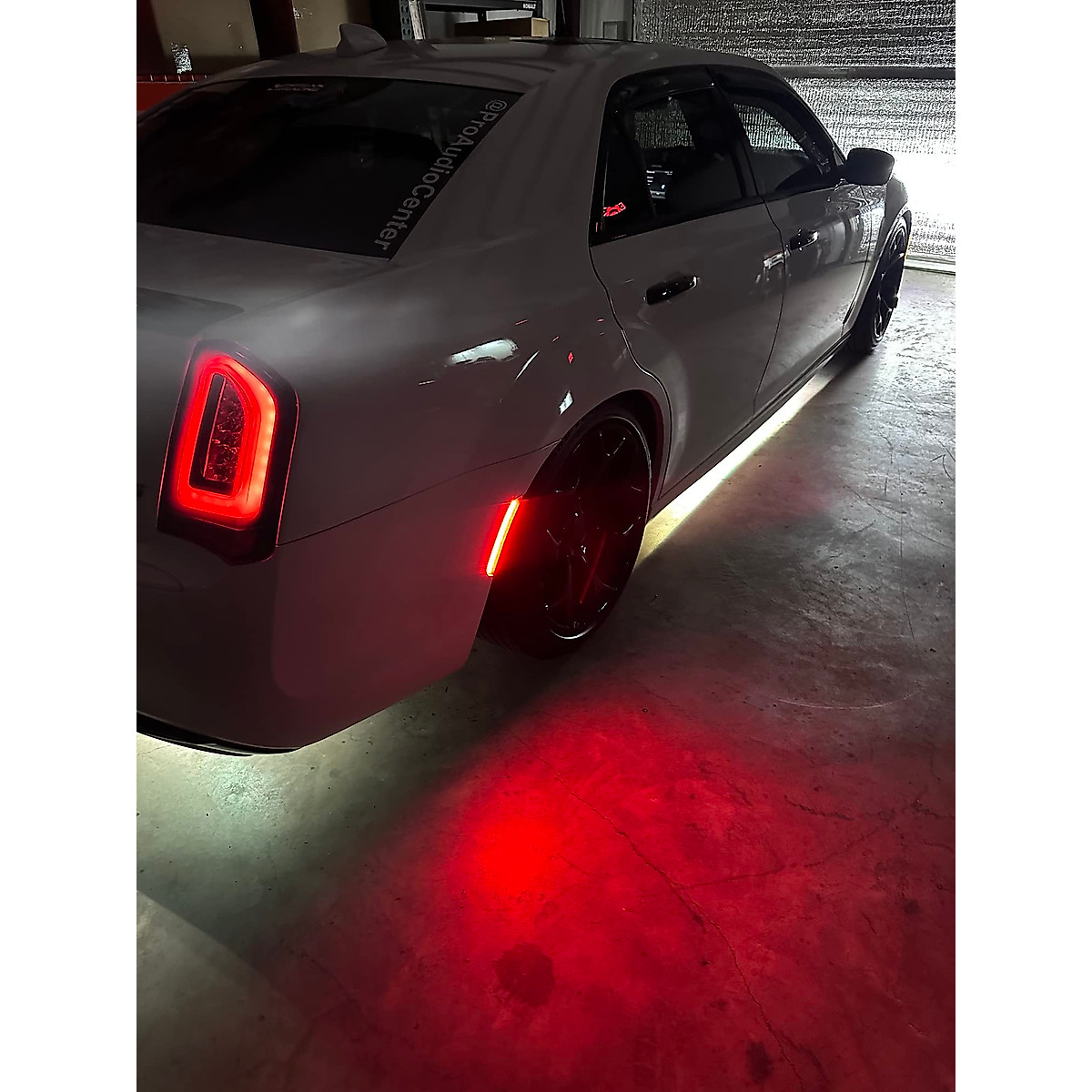 iJDMTOY 4pc Set Black-Out Dark Smoked Lens Amber Front & Red Rear Full LED Side Marker Lights Compatible With 2015-up Chrysler 300 (Total 180-SMD LED, Replace OEM Amber/Red Lens Sidemarkers)