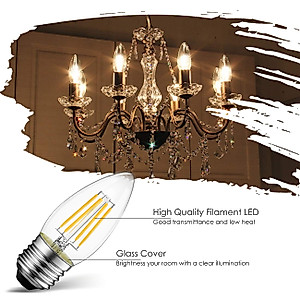 LVWIT Dimmable LED Candelabra Bulbs B11 Filament Bulb E26 Base 5.5W(75W Equivalent) 2700K Warm White Chandelier Decorative Candle Light Bulb 6 Pack