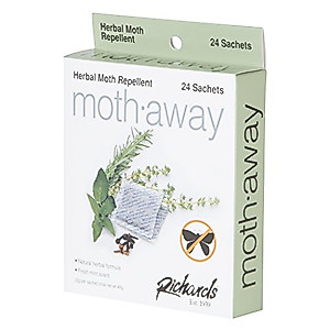 Richards Homewares Moth Away Herbal Non Toxic Natural Repellent, Count, 24-Sachets