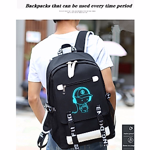 School Backpack ,Anime Luminous Noctilucent School Bags Daypack, Waterproof USB Chargeing Port Laptop Backpack Tech Bookbag Work Bag, bookbags for boys Backpacks for teens Backpack For Women (Black)