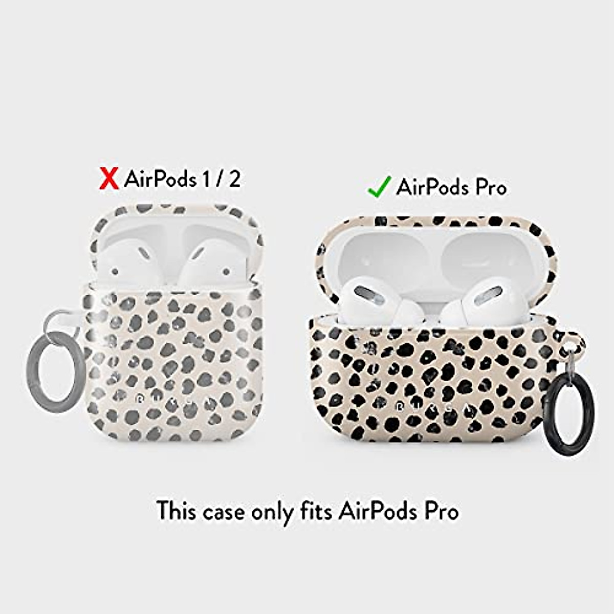 BURGA Airpod Hardcase Compatible with Apple Airpods PRO 2019 Charging Case, Black Polka Dots Pattern Nude Almond Latte Fashion Cute for Girls, Protective Hard Plastic Case