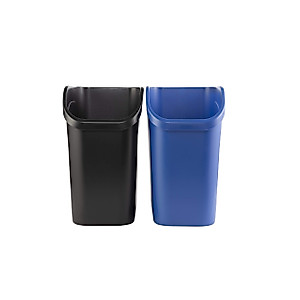 Rubbermaid Undercounter Small Trash Can, 2 Pack Blue and Black for Recycling/Waste, 9.4-Gallon, Fits under Sink/Desk/Cabinate for use in Kitchen/Bathroom/Office
