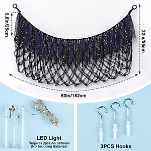 Basumee Stuffed Animals Net or Hammock with LED Light Wall Hanging Stuffed Animals Storage Large Plushie Toy Net for Stuffed Animals Hammock Room Décor with Tassels for Nursery Play Bedrooms Kids Room