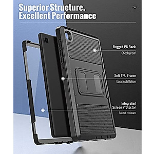 MoKo Case Fit Samsung Galaxy Tab A7 Lite 8.7-Inch 2021 (SM-T225/T220/T227), Shockproof Full Body Rugged Stand Back Cover Built-in Screen Protector Fit Galaxy Tab A7 Lite 8.7" 2021, Black