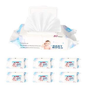 Koreyosh Baby Wipes Baby Wet Tissue Soft Cleaning Wipes Natural Wet Wipes,6 Packs,480 Wipes(1pc,80 Wipes)