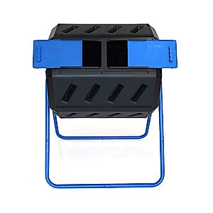 FCMP Outdoor IM4000-DD Dual Chamber Tumbling Composter with Double Doors (Blue) Canadian-Made, 100% Recycled Resin