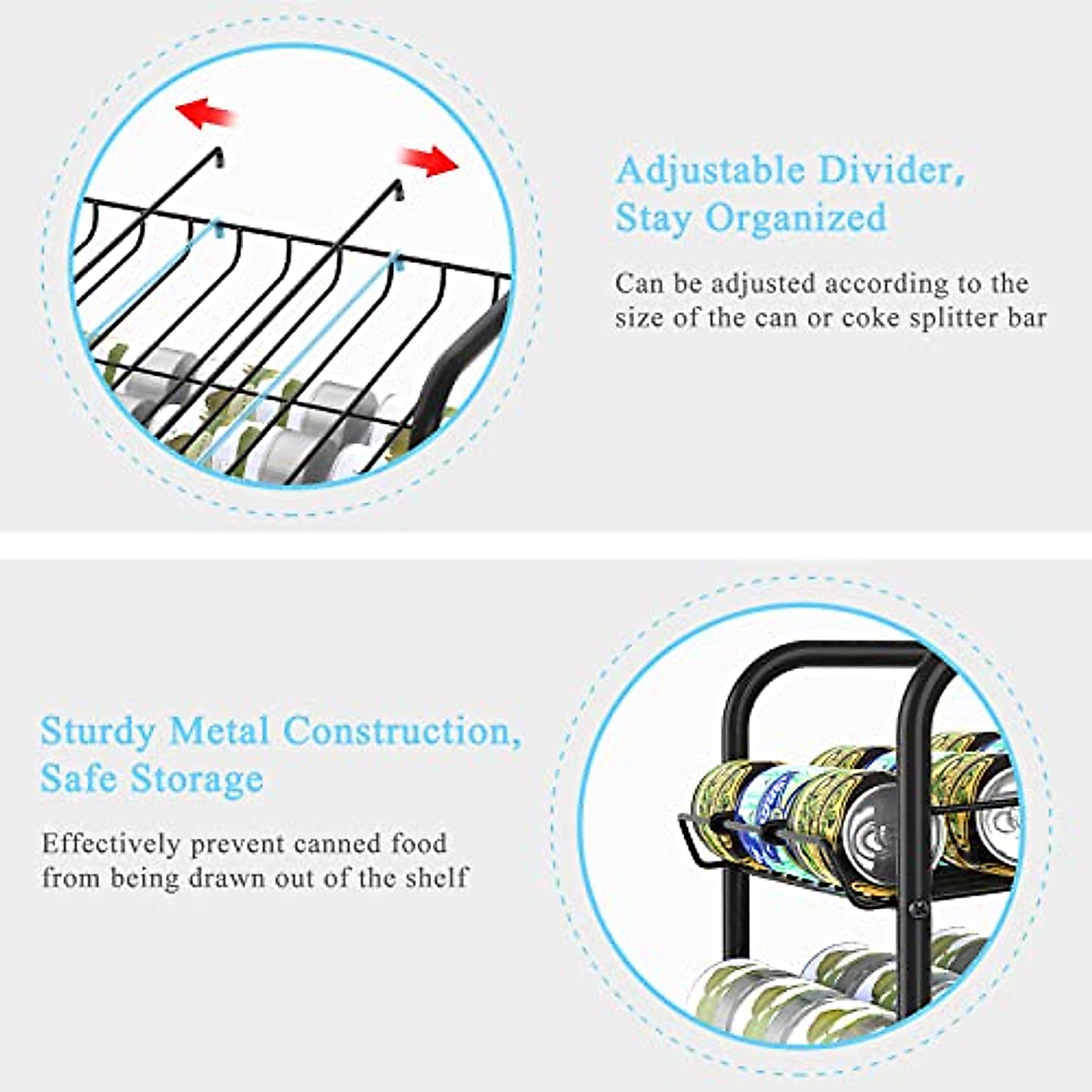 Vrisa Can Organizer for Pantry 7-tier Can Rack Organizer Can Storage Dispenser Rack Holds up to 84 Cans for Canned Food Kitchen Cabinet or Pantry Shelf