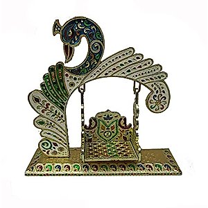 Janmashtami Gift Laddu Gopal Ji Jhula Peacock Swing Jhula Fastest Delivery Service Available on Demand (4-7 Days for Customization Whatsapp +917419240007