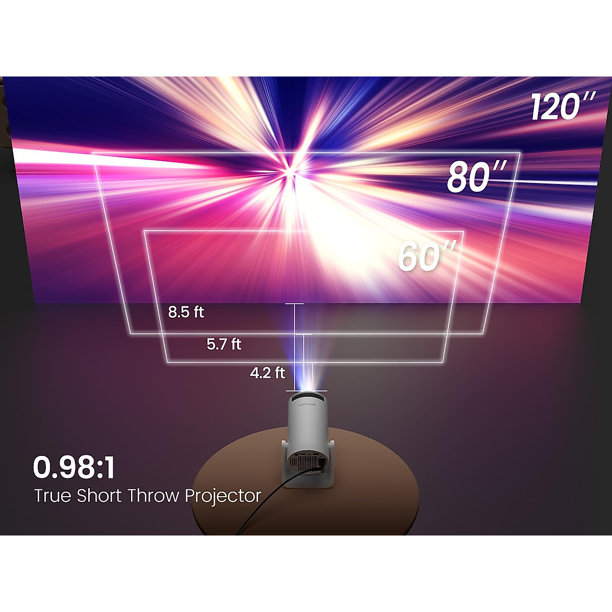 [Short Throw/Adjustable Stand]Mini projector with WiFi and Bluetooth, 2025 Upgrade Outdoor Portable Movie Projector 1080P, Auto Keystone, Home Projector for Phone/TV Stick/Laptop, WiMiUS S27 (White)