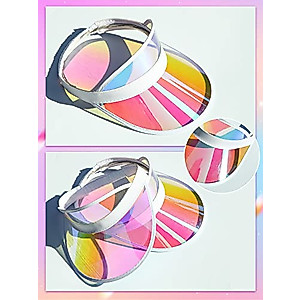 Geyoga 6 Pcs Pink Clear Sun Visor Hats Plastic Sun Visor UV Protection Golf Cap Unisex PVC Transparent Visor Cap for Women Men