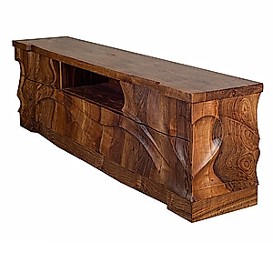 Angora Zara TV Unit - Mid Century Modern Style | 100% Black Walnut Wood Entertainment Stand for TVs up to 80 Inches | Natural Walnut Wood Furniture Made in Turkey