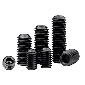 M3-0.5 x 6mm Black Hex Socket Set Grub Screws,Headless Cup Point,Flat Point Grub Bolt,Internal Hex Drive,Alloy Steel,12.9 Class Carbon Steel，External Thread 100 Pcs