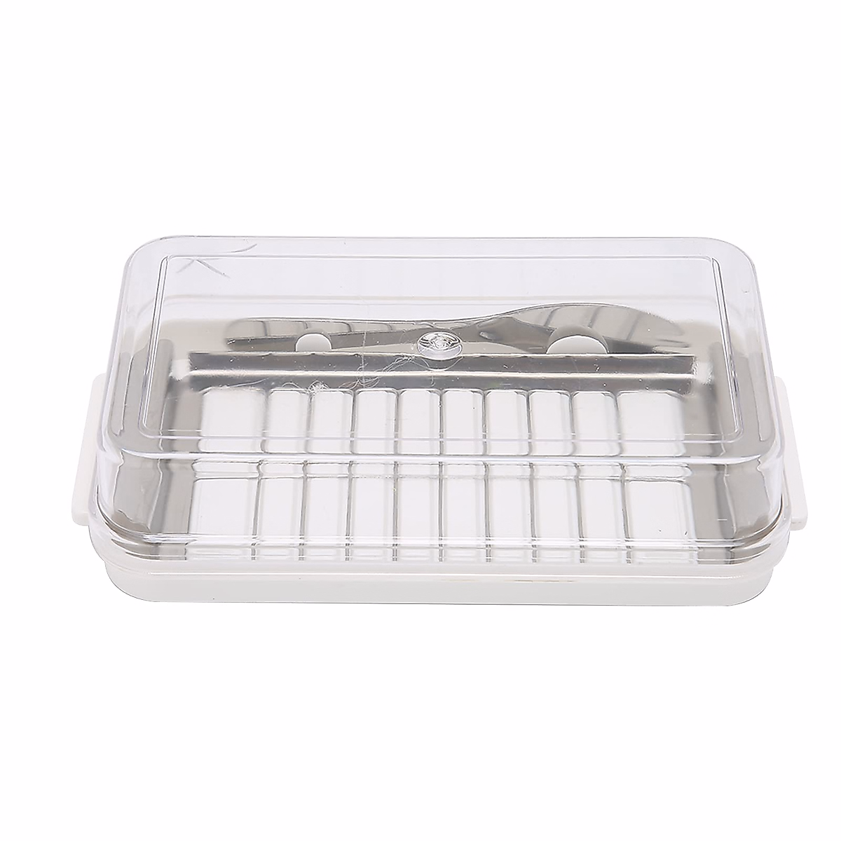 Fdit Stainless Steel Butter Preservation Box Butter Box With Lid, Butter Partition Storage Box Container With Transparent Cover For Kitchen(1#)