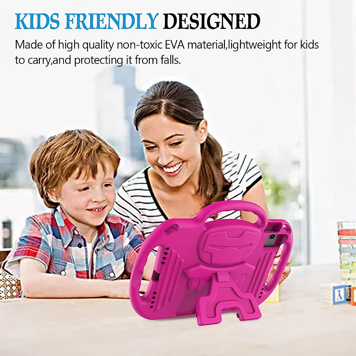 eTopxizu Kids Case for iPad Air 5th Generation 2022/iPad Air 4th Generation 2020, 10.9" iPad Air 5/4 Shockproof Handle Stand Case with Shoulder Strap for iPad Air 5th/4th Gen 10.9/Pro 11, Rose Pink