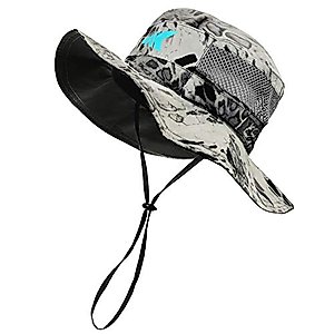 KastKing Sol Armis UPF 50 Boonie Hat - Sun Protection Hat, Fishing Hat - Breathable Fabric - Comfortable - Prym1 Camo,Silver Mist