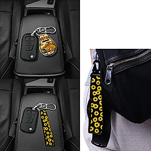 AFPANQZ Cute Daisy Keychains Keyrings Coins Chapstick Holder Keychain with Metal Ring Wristlet Lanyards Pouch for RFID Key NFC Smart Key Cute Key Chain Wristlet Lanyards