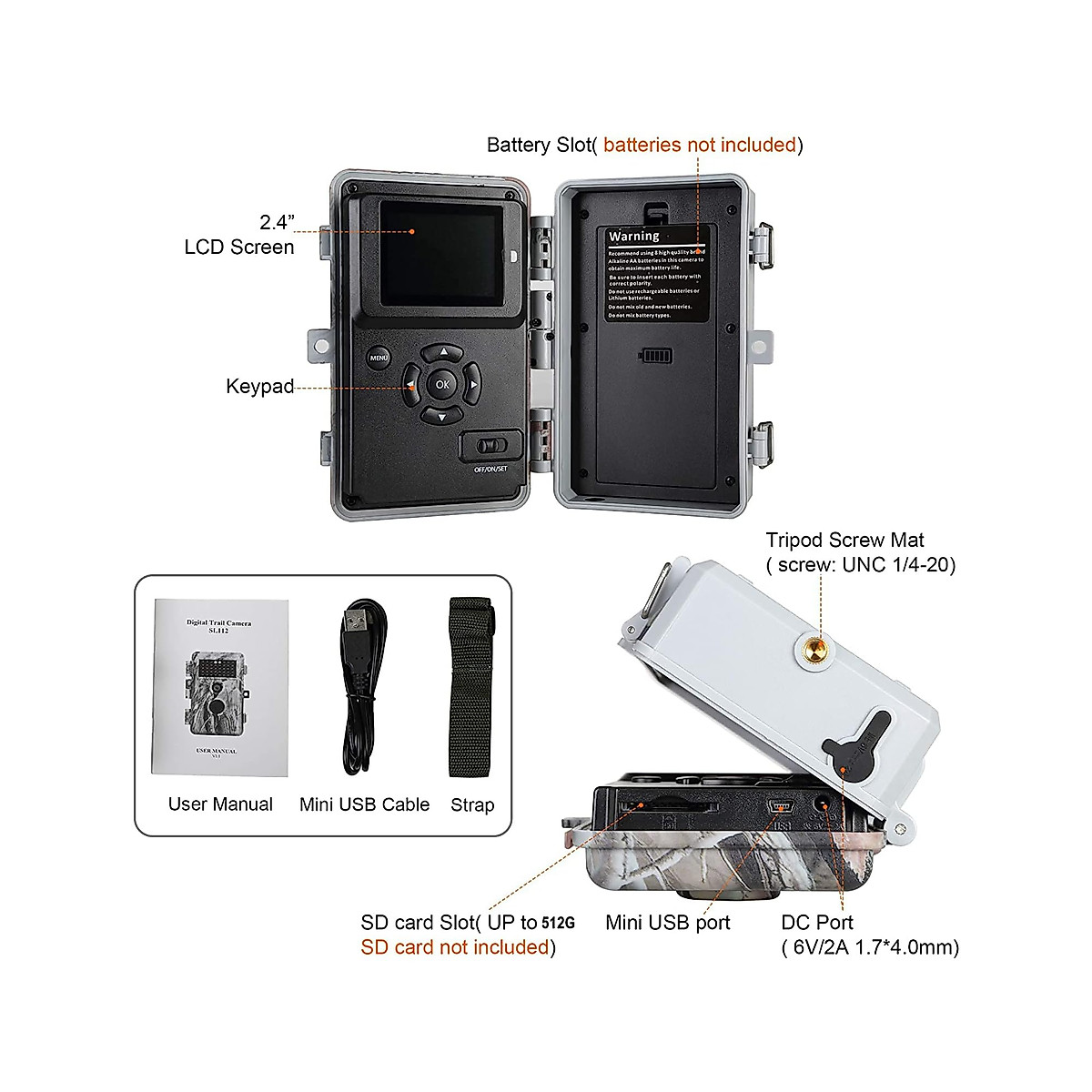 BLAZEVIDEO 2-Pack Trail Game Cameras 48MP 1296P Video No Glow Night Vision 110° Field of View Motion Activated IP66 Waterproof for Outdoor Wildlife Hunting, Animal Observation, Backyard Security