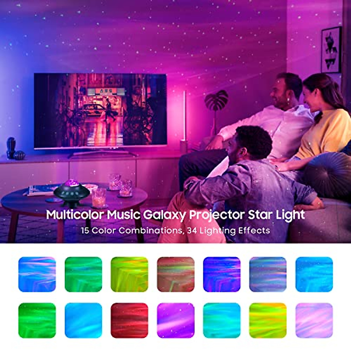 Aurora Projector Galaxy Light for Bedroom, RayGalax Star Projector Night Light with Remote Control, Bluetooth Music Speaker, Timer, Northern Light Star Nebula Lamp Trippy Projector for Kids, Adults
