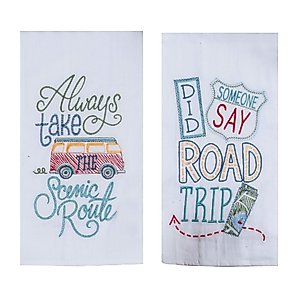 Always Take The Scenic Route And Did Someone Say Road Trip 2 Piece Embroidered Kitchen Towel Bundle