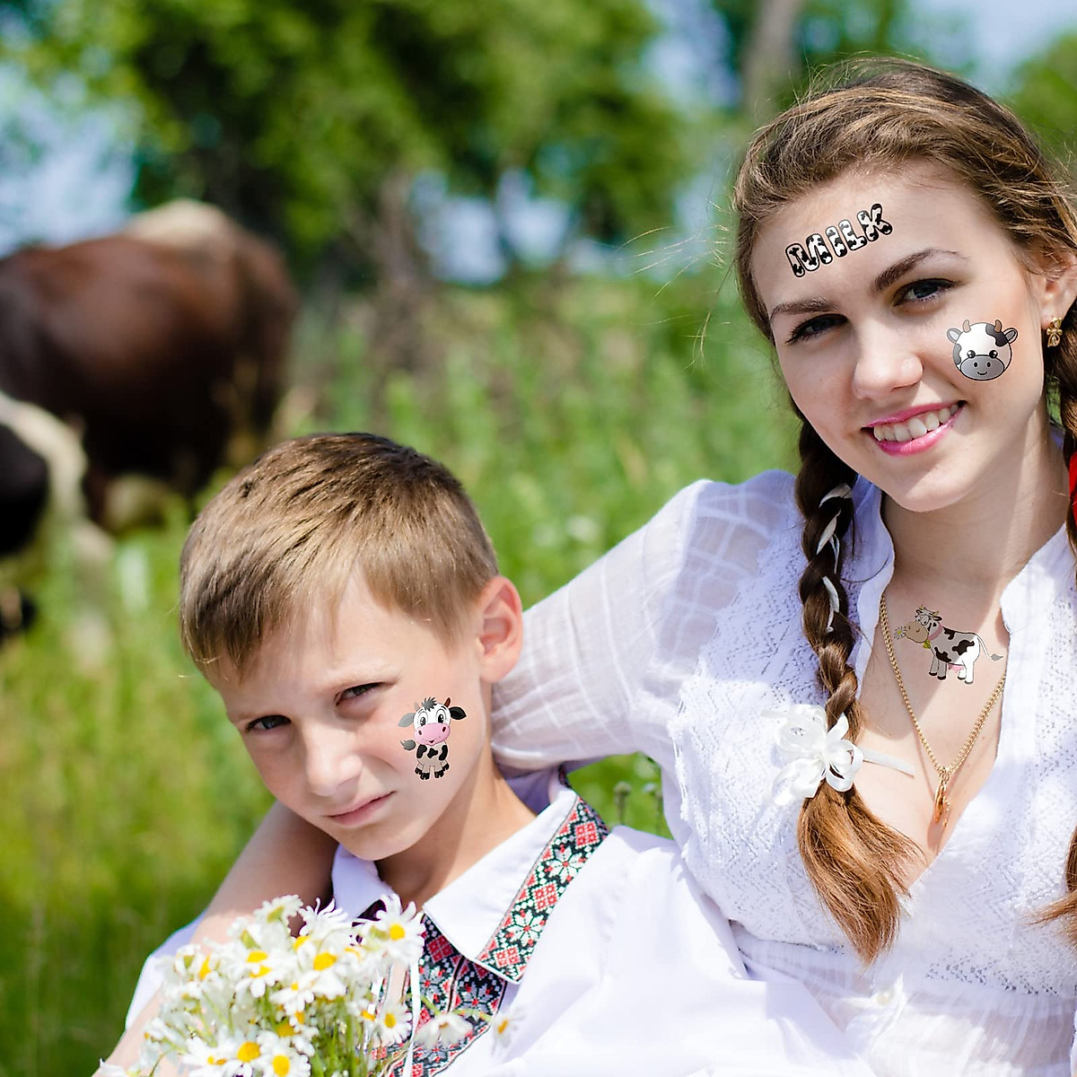 Glenmal 72 Sheet 540 Pcs Cow Temporary Tattoos for Kids, Birthday Party Decorations Party Supplies Favors Cute Cow Tattoo Sticker Style Milk Gift Ideals for Boys Girls Schools Prizes Themed