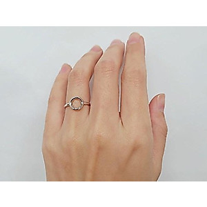 SOVATS Small Open Circle Ring for Women 925 Sterling Silver Rhodium Plated - Simple, Stylish &Trendy Nickel Free Ring, Size 8