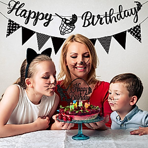 3 Pieces Fishing Birthday Banner Decoration Fisherman Cake Topper Triangle Banner Glitter Fishing Happy Birthday Cake Decoration for Men Boys Kids Black Go Fishing Theme Birthday Party Supplies