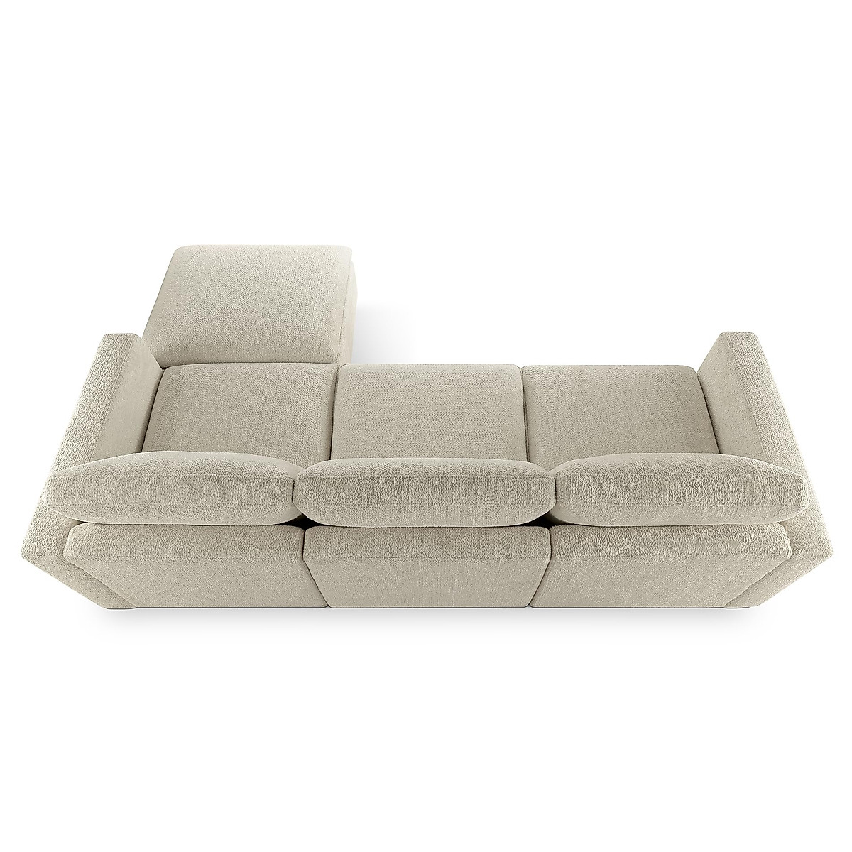 CHERS Sectional Couches for Living Room, 95" Cloud Modular Sectional Sofa with Ottoman, Modern Fabric Upholstered L Shaped Couch with Convertible Chaise, 3 Seater, Natural