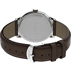 Timex Men's Easy Reader Bold 43mm Watch – Silver-Tone Case Cream Dial with Brown Leather Strap