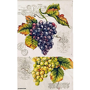 20-ct 13x13 Purple Grape Napkins Decoupage Napkins Luncheon Cocktail Paper Napkins Decorative Paper Napkins for Dessert Birthday Wedding Anniversary Dinner Napkins Paper for ALL Seasons Mom Dad Artist