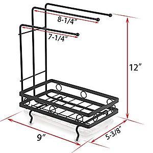 JUXYES Kitchen Sink Caddy Sponge Holder with Dishcloth Drying Rack, Kitchen Rag Stand Sponge Brush Soap Dish Dishcloth Rack Sink Storage Organizer for Kitchen Countertop (Black)
