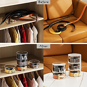 MESAILUP Belt Rack Organizer 3 Layers Acrylic Display Case with Magnet, Acrylic Stackable Drawers Storage Holder for Accessories Like Watches, Jewelry, Makeup, Bracelets, Rings, Craft Toy & Tie