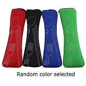 KEKLLE Set of 4 / 4 Piece Stainless Steel(Knife, Fork, Spoon, Chopsticks)Lightweight Portable Tableware,Camping/Travel/Office Lunch Cutlery Set with Carrying Cases