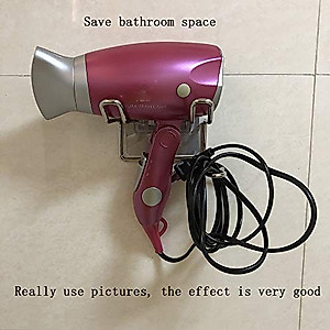 Wall-Mounted Hair Dryer Rack, Stainless Steel Hair Dryer Rack Storage Rack, Fashion Hair Dryer Bracket, no Need to Punch (silver-1pack)