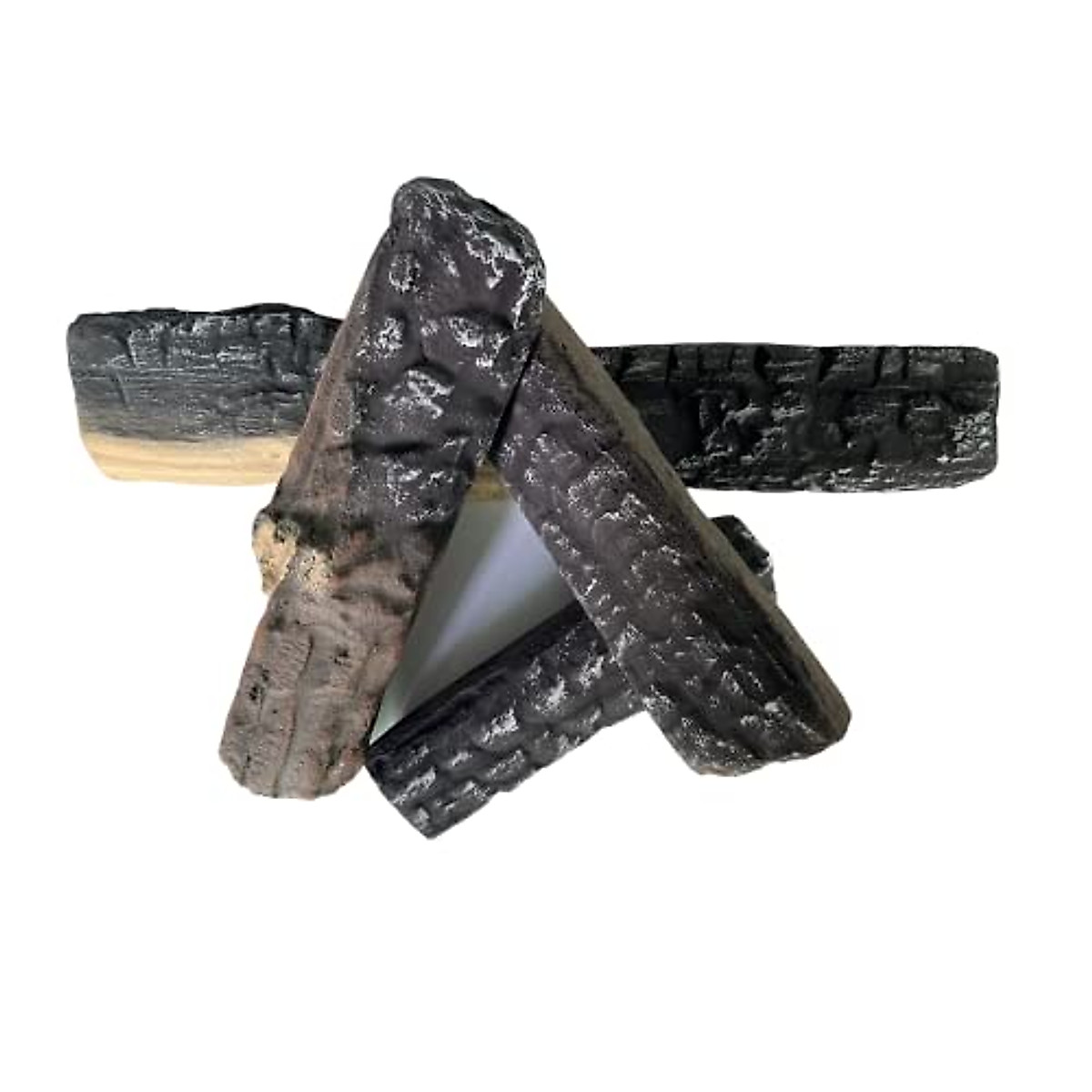 Large Gas Fireplace Logs Set of Ceramic Wood Logs. Use in Indoor, Gas Inserts, Vented, Electric, or Outdoor Fireplaces & Fire Pits. Realistic Clean Burning Accessories (4pcs)