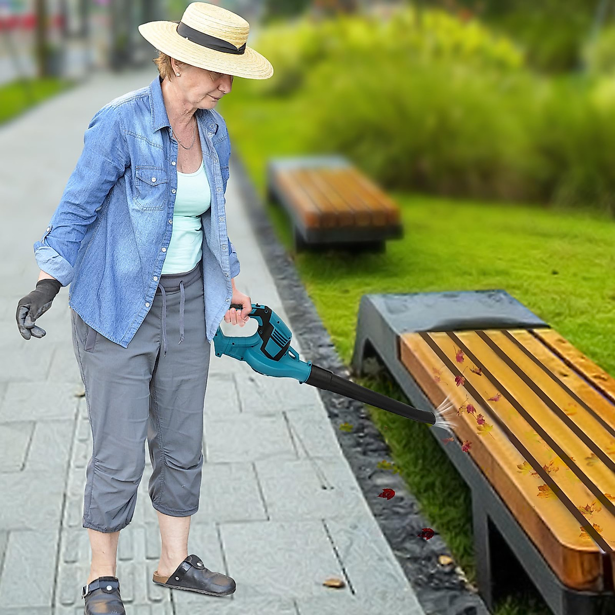 Electric Leaf Blower, Handheld Battery-Operated Snow Blower for Blowing Leaves Snow and Debris