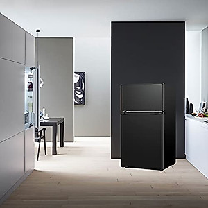 HAILANG 3.2 Cu.ft Mini Fridge with Freezer, 2 Door Compact Refrigerator with Low Noise, For Bedroom, Living Room, Dorm, Kitchen, Office (Black)