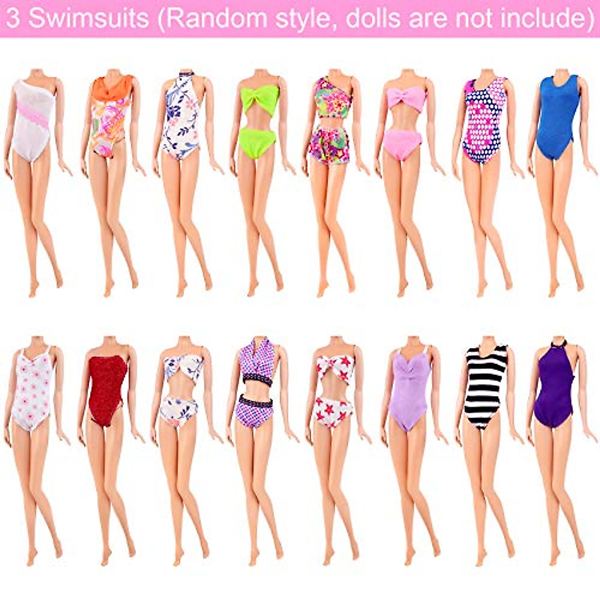Ecore Fun 41 Pcs Doll Clothes and Accessories, 5 Wedding Gowns 5 Fashion Skirts 5 Mini Dresses 3 Fashion Clothes 3 Bikini Swimsuits 10 Hangers 10 Shoes Perfect for 11.5 Inch Dolls
