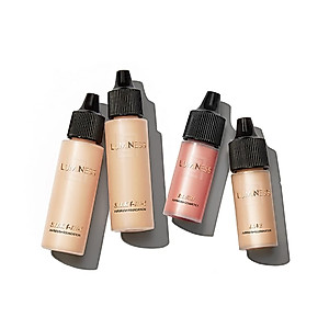 LUMINESS Legend Makeup Airbrush System & 4-Piece Foundation Starter Kit, Shade Medium - Quick, Easy & Long Lasting Application - Includes (2) Silk 4-In-1 Foundation, Highlighter & Blush