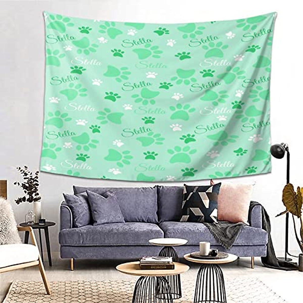 Personalized Dog Blanket Custom Dog Blanket Name Personalized Puppy Pet Blanket Dog Gift For Dog Lovers Mom Dad Cute Dog Paws Bones Soft Cozy Fleece Throw Blanket for Bed Sofa Couch Travel M For Teens