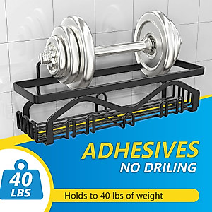 Coraje Shower Caddy, Shower Shelves [5-Pack], Adhesive Shower Organizer No Drilling, Large Capacity, Rustproof Stainless Steel Bathroom Shower Organizer, Shower Shelf for Inside Shower, Black